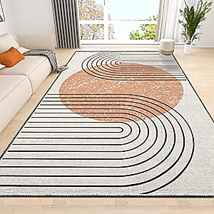 Tritard Mid Century Boho Abstract Area Rug Modern Geometry Line Art Home Decor Easy Clean Rug Soft Non-Shedding Non-Slip Backing Rugs Floor Carpet for Living Room Bedroom, 8'x10'