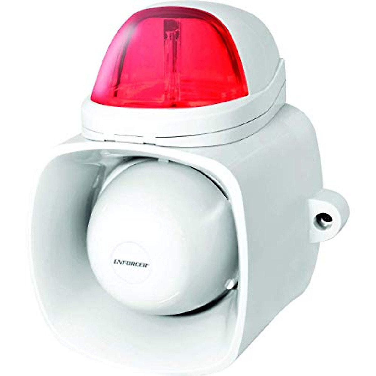 Seco-Larm SH-816S-SQ/R Self-Contained Siren With Strobe Light, 120dB Warble-tone Siren, Audio Input For Broadcasting Messages Or Audio Playback, IP65 Weatherproof, White with Red Light