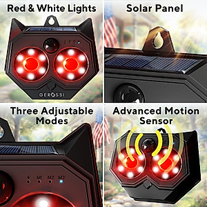 Upgraded Animal Deterrent 2 Pack - Solar Powered Design w/Motion Activated Predator Eyes - Effective Repellent Device for Coyote, Deer, Fox, Raccoon - Predator Lights for Chicken Coop, Farm, Yard