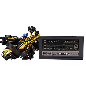 2000W Mining Power Supply Modular Mining PC Power PSU Supports 8 GPU Rig for ETH Bitcoin Ethereum Miner with Auto-Thermally Controlled Fan Supply,110V-240V Power Supply Mining Machine