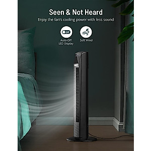 PARIS RHÔNE Tower Fan, Oscillating Quiet Cooling Fan with Remote, Digital Thermostat,12H Timer, 3 Speeds & 4 Modes, Portable Stand Up Floor Bladeless Fan for Bedroom, Living Room, Kitchen, Office