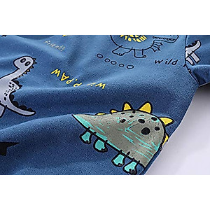 BOMDEALS Cute Valentines Sweatsuit for Toddler Boys - Kids Cartoon Pentacle Dinosaur Printed Long Sleeve Top Pants Outfits(Navy,110,315)