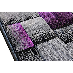 Masada Rugs, Modern Contemporary Area Rug, Purple Grey Black (2 Feet X 3 Feet) Mat