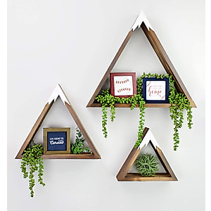 AuldHome Design Rustic Boho Mountain Shelves (Nesting Set of 3); Mountain-Shaped Wooden Floating Decorative Shelves