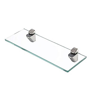 KES 14-Inch Bathroom Tempered Glass Shelf 8MM-Thick Wall Mount Rectangular, Brushed Nickel Bracket, BGS3202S35-2