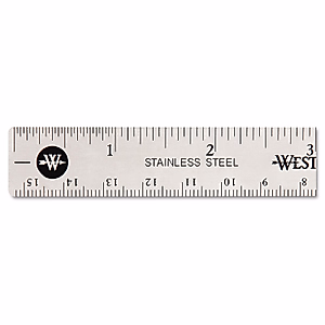 Westcott Stainless Steel Office Ruler with Non Slip Cork Base, 6-Inch (10414)