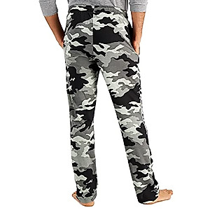 Hanes Men's ComfortSoft Cotton Printed Lounge Pants, 31" Inseam, Pockets, Drawstring/Elastic Waist, Black & Grey Camo, X-Large