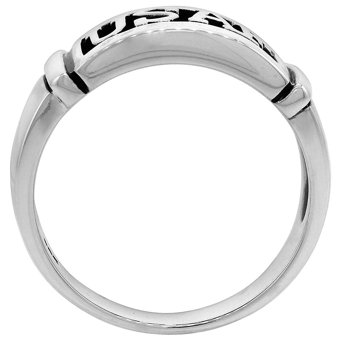 Sterling Silver Air Force Ring for Men and Women High Polished Solid 3/8 inch wide size 8