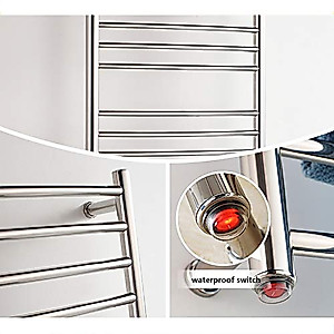 Bathroom Towel Warmer Electric Heated Towel Rack, Towel Warmer for Bathroom, 10-Bar Wall-Mounted Electric Heated Towel Rack, Energy Efficient 88W, Stainless Steel Heated Towel Rail Drying Rack with On