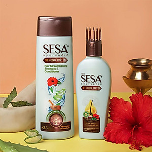 SESA Ayurvedic Strong Roots Hair Shampoo And Conditioner 200Ml Strengthening Roots Nourishes Scalp Paraben & Sulphate Free For Men & Women, 6.76 oz