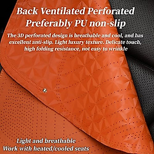 Coverado Leather Seat Covers with Head Pillow, Car Seat Covers Front Seats Alcantara Suede, Breathable Waterproof Protector Accessories for Truck SUV Pickup Auto ATV Automotive fit Most Cars Orange