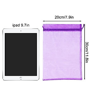 SULOLI 50Pcs Organza Jewelry Bags,8x12 inches Purple Organza Gift Bags with Drawstring Mesh Jewelry Bag for Presents