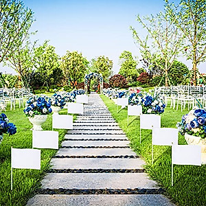 50 Pcs White Small Mini Flags Bulk Sublimation Blank Flags Solid Plain White Flag Hand Held DIY Miniature Flags on Stick for Garden Car Parades Grand Opening Birthday Wedding Party Events Celebration