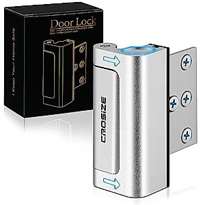 Home Security Door Lock, Upgraded Metal Door Reinforcement Lock for Childproof, 3" Withstands 800 lbs of Impact for Inward Swing Doors, Defender Security Door Lock, Prevent Unauthorized Entry (Silver)