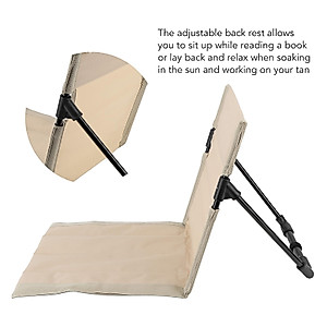 Folding Chaise Lounge Chair, Outdoors Beach Lounger with Adjustable Backrest, Portable Sun Tanning Chairs, Cozy Reclining Lounge Chair for Outside Beach, Yard, Patio, Pool, Deck