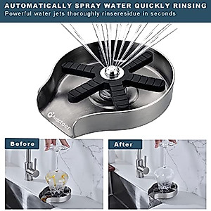Augctoer Glass Rinser for Kitchen, Spray Holes Faucet Glass Washer, Kitchen Sink Glass Rinser, Sink Cup Rinser,Bar Cup Washer, Removable,Stainless Steel,Brush Nickel (304 Stainless steel)
