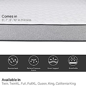 Wayton, Foam Mattress 5-Inch Medium Firm Tight top High Density Foam Mattrress, Full XL, White