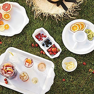 Juliska - Berry & Thread Melamine Platter - Whitewash, Melamine Platter - Unbreakable, White Melamine, Embossed Plate