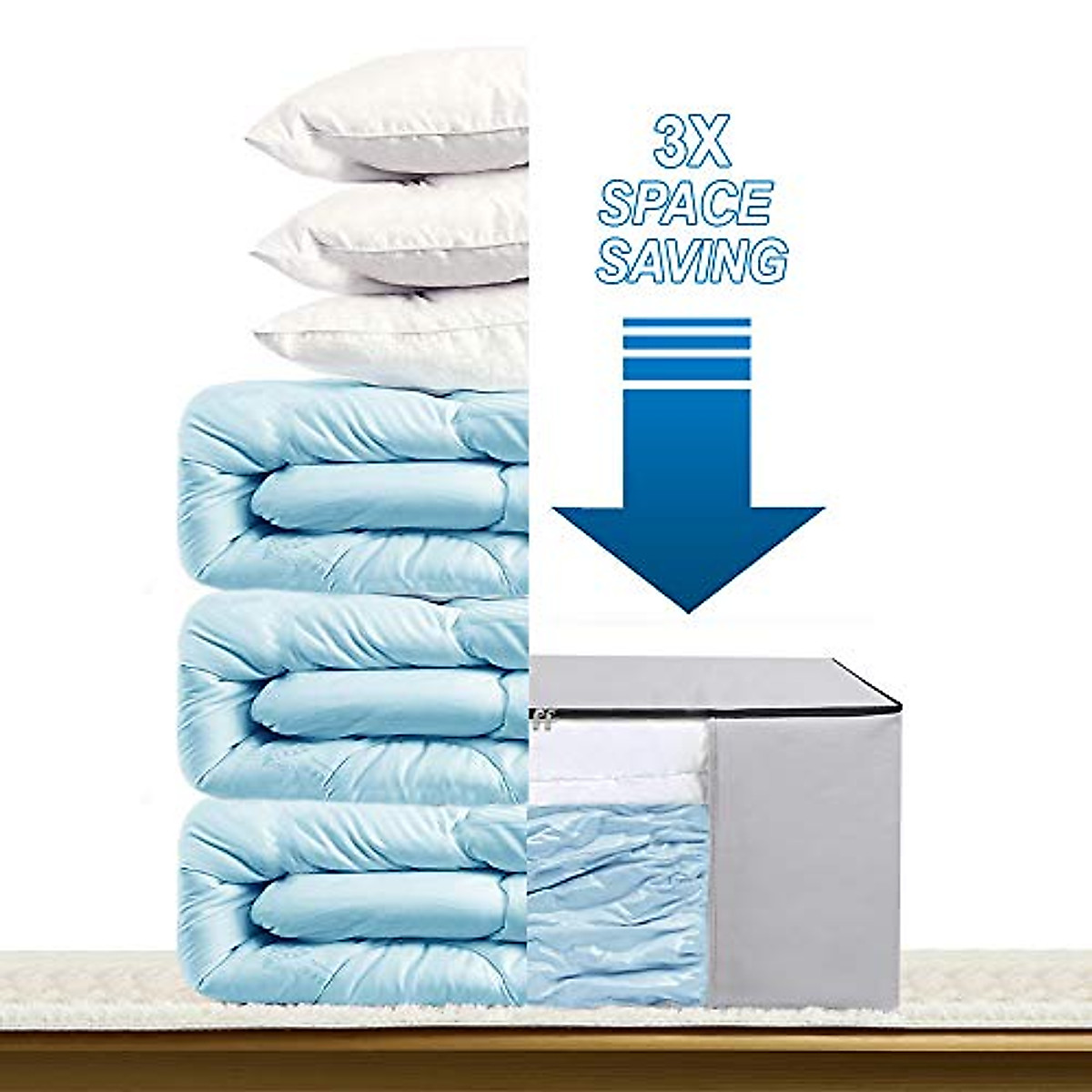 Cube Vacuum Storage Space Bags / Storage Bag Totes with Reusable Cubic Vacuum Compressed Space Saver Bags. Large Capacity Bedroom and Closet Organizing System that Protects Your Comforters, Clothing, Bedding, & More! (X-Jumbo Bundle) (Gray - Set of 5)
