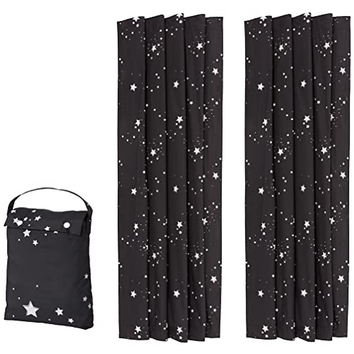 Amazon Basics Portable Window Blackout Curtain Shade with Suction Cups for Travel - 50" x 78", Glow in the Dark Stars - 2-Pack