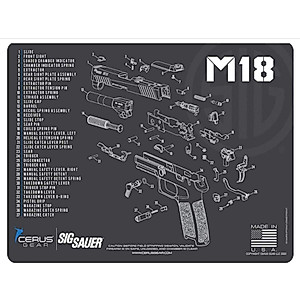 M18 Gun Cleaning Kit & Accessories Compatible with Sig Sauer M18 Pistol Schenatic Cleaning Mat for 22.38 9mm .45 Hoppes Gun Oil & Solvent Clenzoil CLP Cleaner Brush Picks & Patches