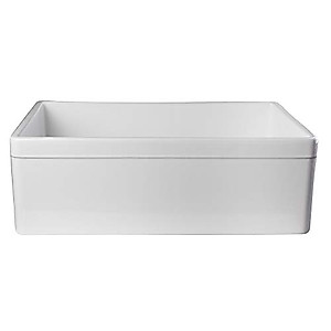 ALFI brand AB511 White 30-Inch Decorative Lip Single Bowl Fireclay Farmhouse Kitchen Sink, White