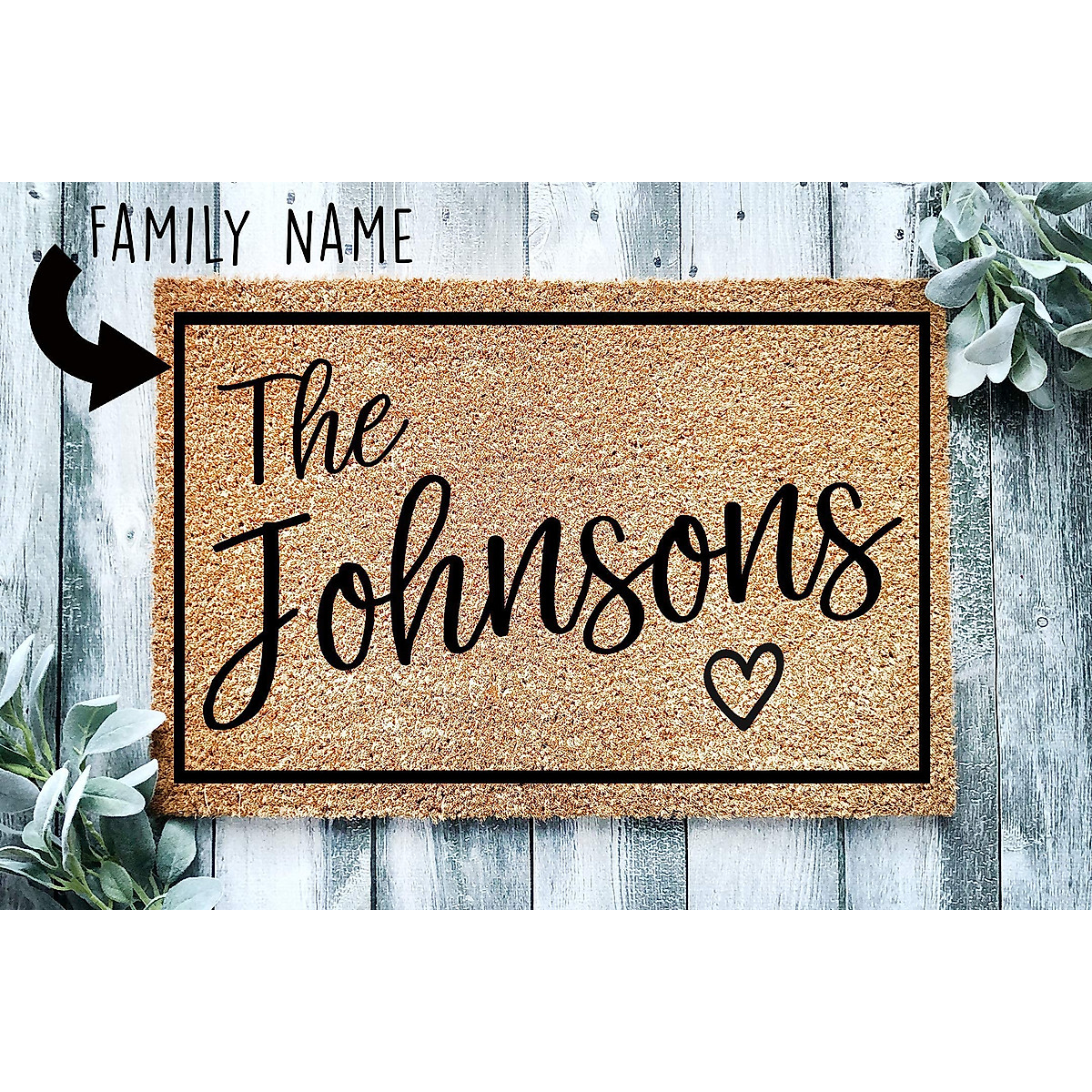 Heartful Custom Doormat Family Name - Premium Quality, Thick & Made in the USA