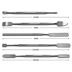 SURGICAL ONLINE Metal Spatula 5 pcs Set Kit Tools - Stainless Steel Double-Sided Tools, High Mirror Finish, Built-in Finger Grips.