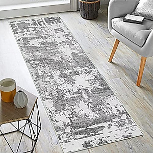 JURLEA Hallway Runner Rug Non-Slip Carpet Runner for Hallways Kitchen Living Room No Shedding Washable Lightweight Long Runners Rug (Cream/Grey, 2'x 6')