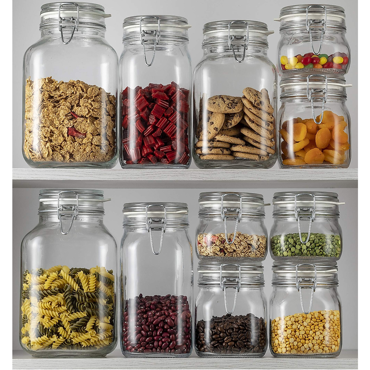 Bormioli Rocco - Food Storage Container - Glass Fido Jars - Hermetic Sealed Hinged Airtight Lid for Fermenting, With Paksh Chalkboard Labels 25 1/4 Ounce (.75 Liter)