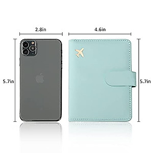 Melsbrinna 2 Pack Passport Holder,Passport Cover Case,Passport Holder with Ideal Holder for Various 4x3 Inch Cards,Rfid Blocking Travel Wallet for Family,Couples,Friends (Pink+Aqua green)