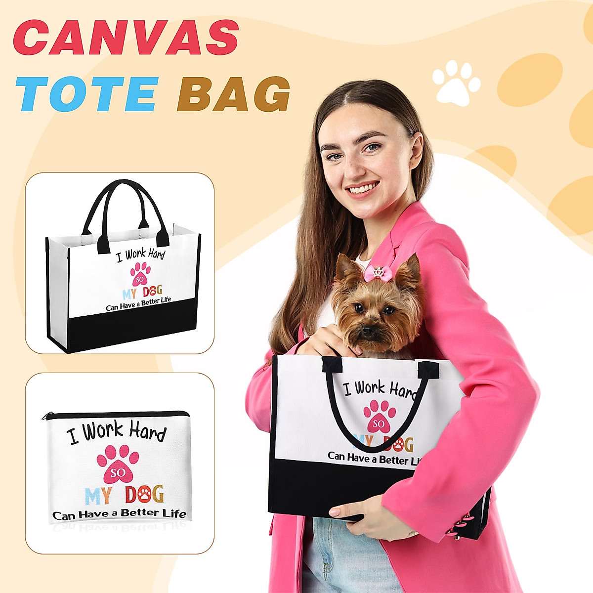 Zopeal Dog Mom Gifts for Women Dog Lover Funny Gifts Include 16 oz Tumbler Makeup Bag Canvas Tote Bag Aromatherapy Candle Socks Bracelet Keychain Gift Card for Mothers Day Birthday Appreciation Gift