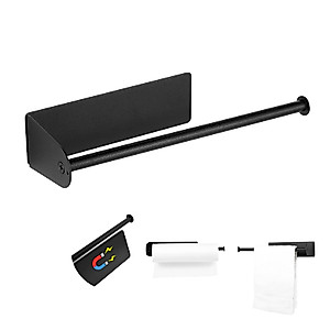 Paper Towel Holders Magnetic Steel Black Towel Roll Holders with Strong Magnetic Backing - Fit for Large Paper Towels-for Kitchen,Refrigerator,Grill,Garage,Shop