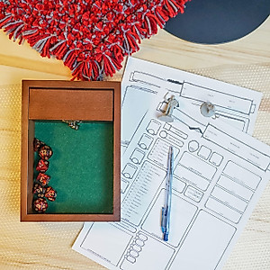 Wooden D&D Dice Rolling Tray with Dice Storage Vault | Metal Latch Secures Lid for Travel | Perfect DND Gift for DM | Great for Tabletop Games Like Dungeons and Dragons 5e, Pathfinder