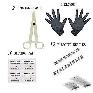 Jconly 46Pcs Ear Nose Lip Piercing Kit - 20G 18G Professional Colorful for 316L Steel Needles Clamps…