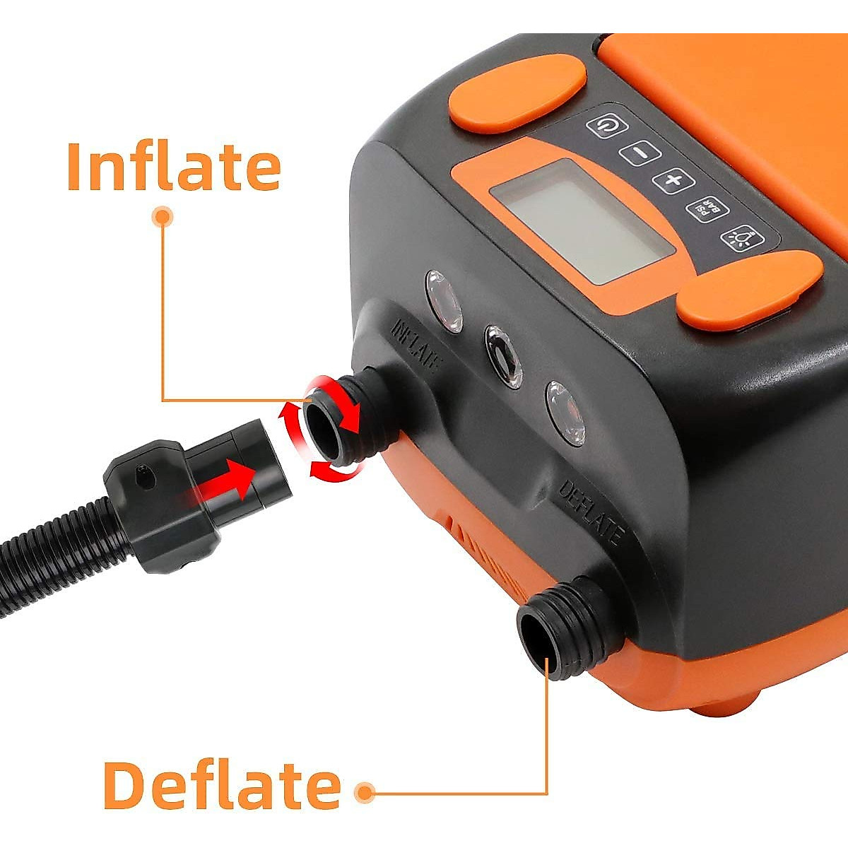 Tuomico Rechargeable Paddle Board Pump 16PSI Sup Air Pump with Battery,Electric Portable ISUP Pump for Inflatable Boat,Kayak,Tent with Inflation and Deflation Function