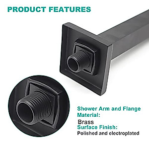 Enga Brass 12-Inch Ceiling Mount Shower Arm (Black)