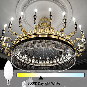 DIAMIAQ B11 LED Light Bulb E12 Candelabra Light Bulbs Daylight White Ceiling Fan Bulb Chandelier Bulbs Candle Bulbs for Ceiling Fan (6 Pack, Daylight White)