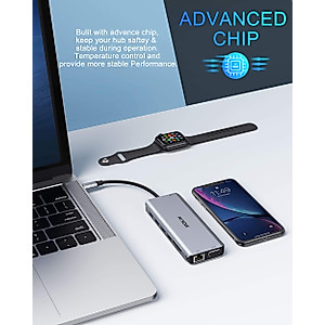 14 in 1 USB-C Docking Station - Dual Monitor Laptop Dock with 2 HDMI, VGA, 5 USB, SD/TF for Dell/Surface/HP/Lenovo Laptops