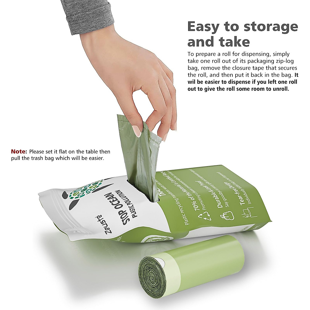 Small Trash Bags 125 Count, Zeuste No-Tearing 2.6-3 Gallon Trash Bag 70% PCR Content Drawstring Small Trash Bags Bathroom Trash Bags Separated Unscented 2 Gallon Trash Bag for Office, Kitchen, Pet