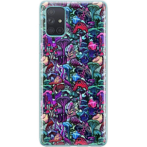 TPU Phone Case Compatible with Samsung A72 A71 5G A70 A51 A50 A32 A21 A11 A12 A13 A14 A01 Trippy Flexible Forest Witchy Lightweight Mushrooms Shockproof Fly Agaric Silicone Magic Protective Soft