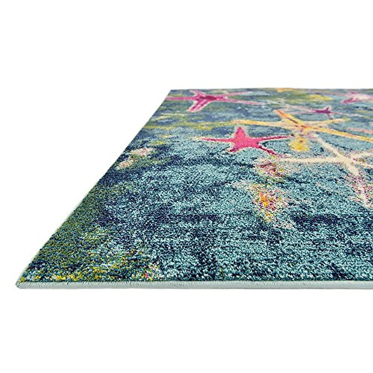 Unique Loom Positano Collection Coastal Modern Bright Colors Starfish Navy Blue Area Rug (8' x 10')