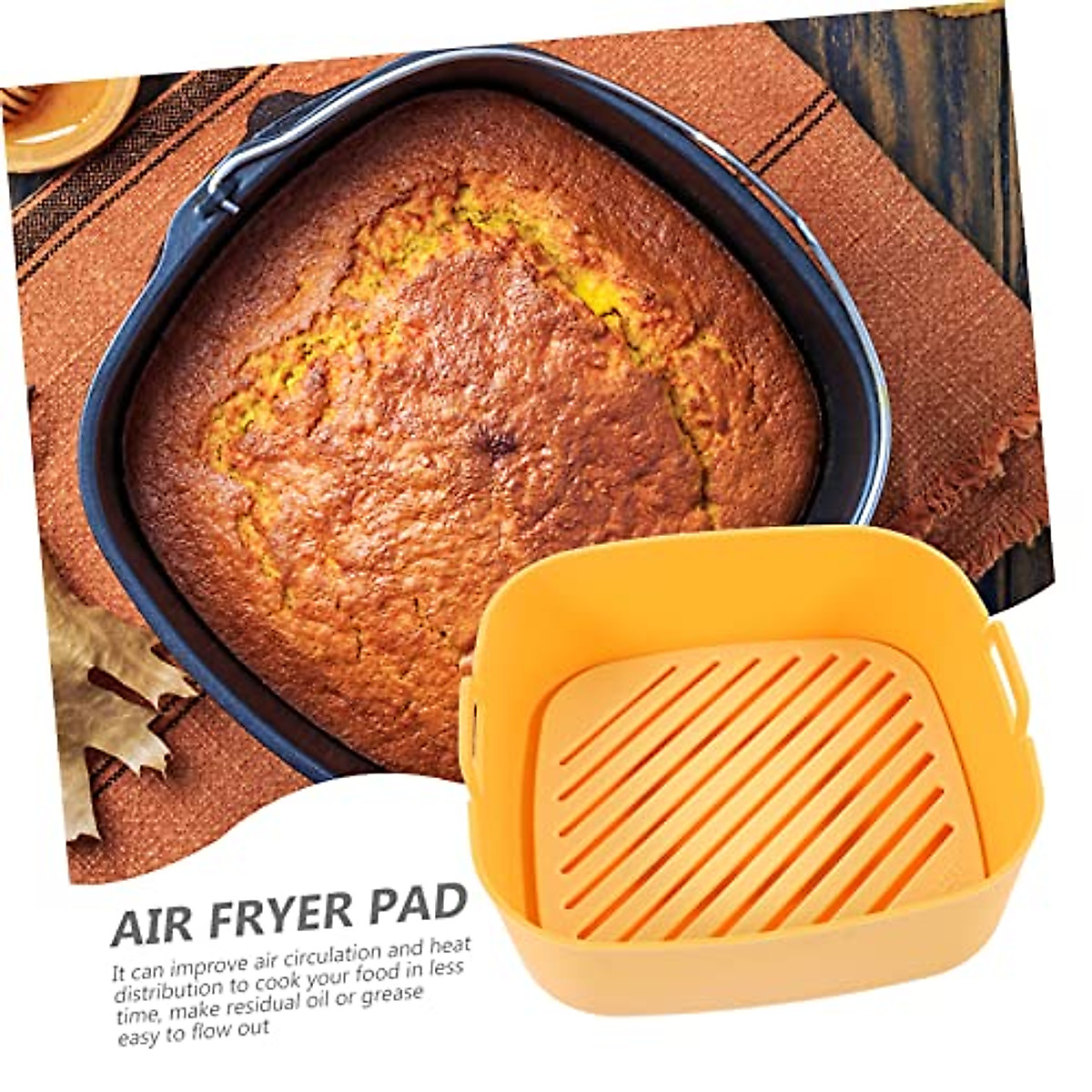 SHOWERORO Air Fryer Silicone Air Fryer Oven Air Fryer Pad Para Air Fryer Air Fryer Cooking Pot Air Fryer Pan Baking Mat Yellow To Rotate Household Silica Gel Round Cake Pans Oven Air Fryer