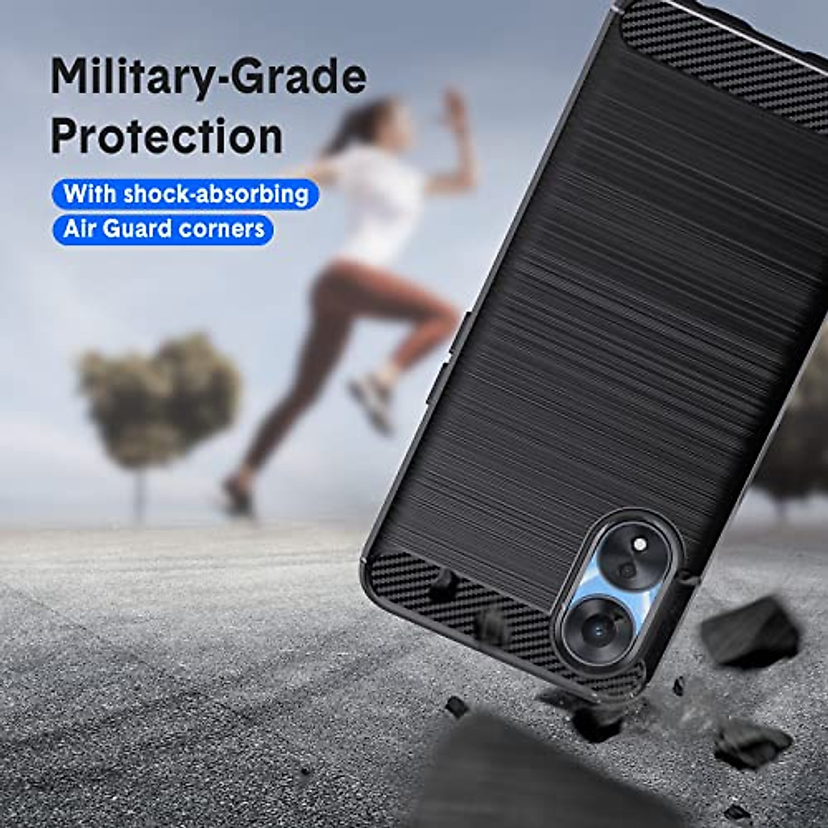Natbok Compatible with Oppo A58 5G/A78 5G Case, Flexible TPU [Brushed Texture] [Anti-Slip] Shockproof Military Protection Bumper Phone Case,Slim Case Cover Compatible with Oppo A58 5G/A78 5G,Black