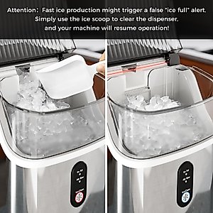 Kismile Nugget Ice Makers Countertop,Pebble Ice Maker Machine with Chewable Ice, 35lbs/Day,One-Click Operation,Self-Cleaning Countertop Ice Machine,Pellet Ice Maker Countertop for Home/Kitchen/Office