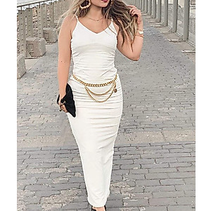 Women Thick Metal Link Waist Chain for Dress Multilayer Tassel Waist Belt Belly Chains Waistbands Body Jewelry