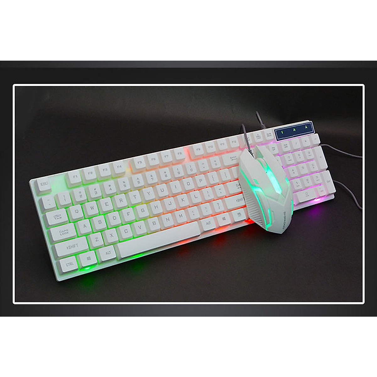 Led Rainbow Color Backlight Adjustable Gaming Game USB Wired Keyboard Mouse Set - Eighteen Crossing D280 Wired USB Lighting Gaming Computer Touch Keyboard and Mouse Set White