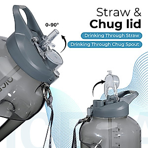 OICEPACK 128 oz Water Bottle 2 in 1 Lid - 1 Gallon Water Bottle Dishwasher Safe, Gallon Water Jug Motivational Water Bottles WIth Times To Drink Leak-proof Big Water Bottle with Straw BPA Free