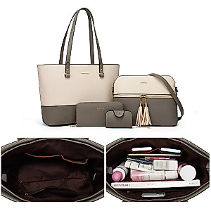 Women Fashion Handbags Wallet Tote Bag Shoulder Bag Top Handle Satchel Purse Set 4pcs