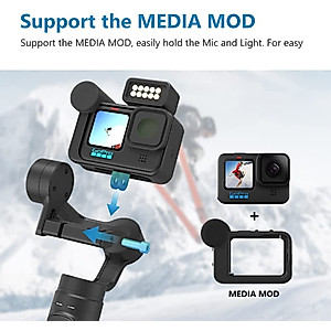 Gimbal Stabilizer,Inkee Falcon Plus Action Camera Gimbal Compatible with GoPro Hero 12/11/10/9/8/7, OSMO Action 3/1,Insta360 ONE R,Support Media Mod, Prvide Extension Rod and Tripod